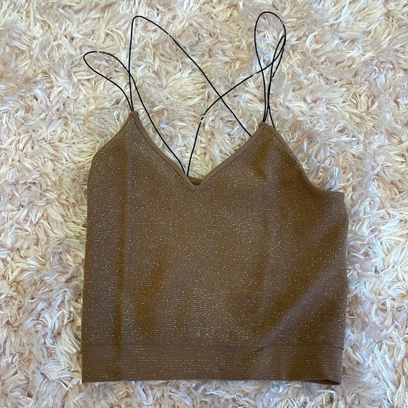 Tops | Gold Glitter Crop Top | Poshmark